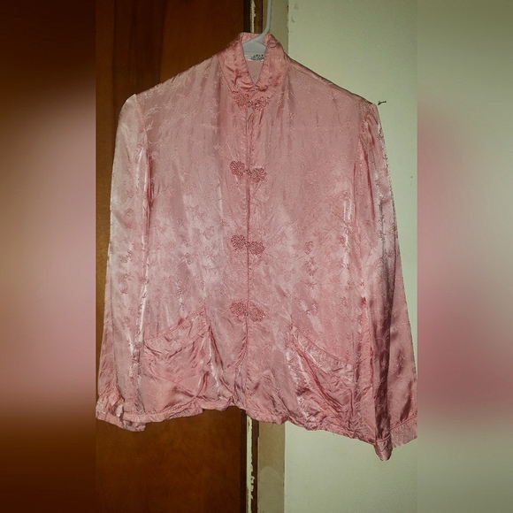 Golden Bee | Jackets & Coats | Vintage Pink Golden Bee Chinese Silk ...